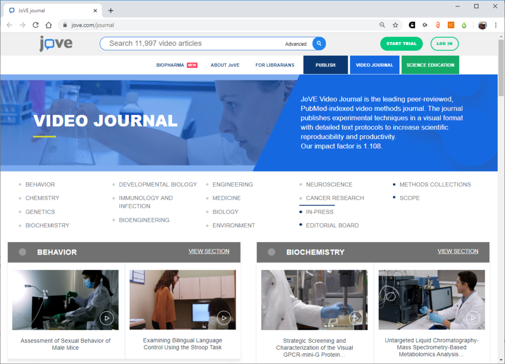 Free access to JoVE research and educational videos – Library4Research